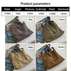 Women's Tote handbag Canvas shoulder bag Large canvas handbag Fashion retro letter handbag (green)