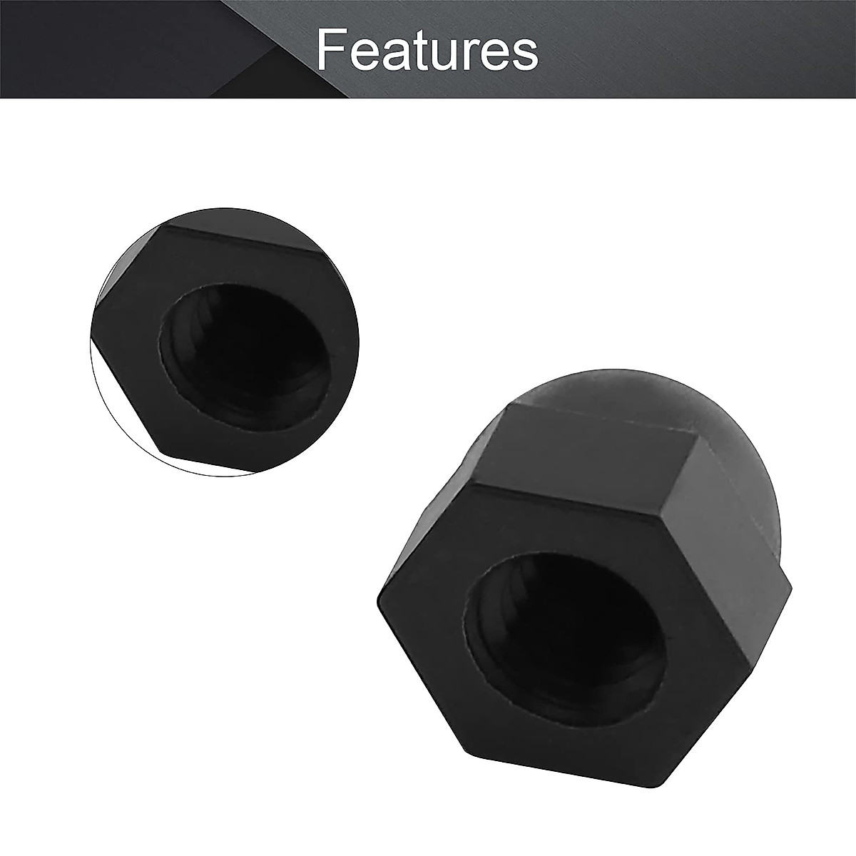 MroMax M4-0.7 Acorn Cap Nuts, 90Pcs Black Nylon Acorn Nuts, Female Thread Bolt Protection Cover, Dome Head Hex Nuts, Crown Cap Nuts for Indoor Outdoor ﻿
