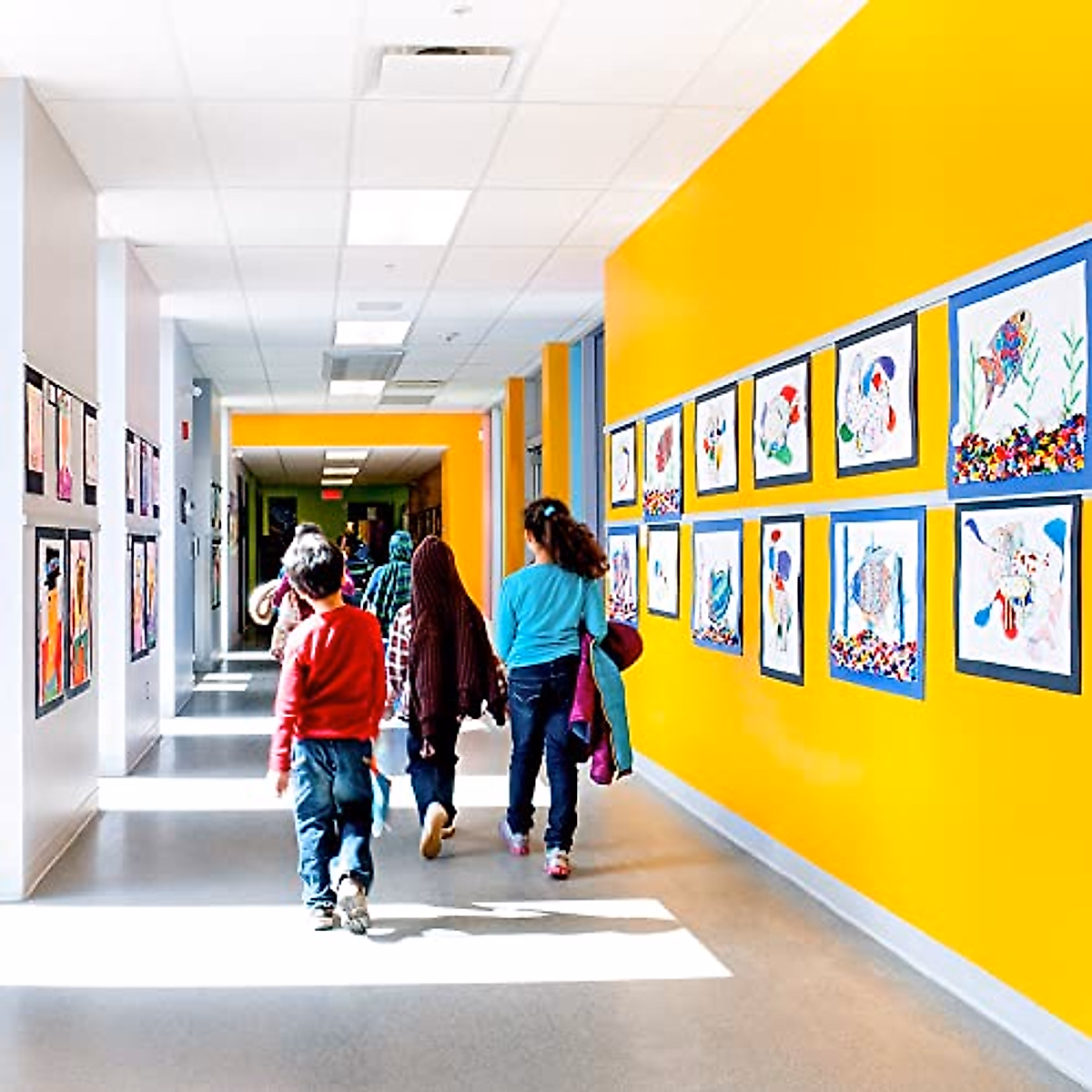 2x48-in. Art Display for Kids Artwork, Picture Rail in Silver for displaying Photos, Artworks, Posters, Notes, Documents at School, Home or Office - Ticket Holder for Restaurant, Wall Gallery