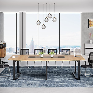 Tribesigns 8FT Conference Table, 94.5L x 47.2W inch Large Meeting Table, Modern Rectangular Seminar Table for Office Meeting Conference Room, Metal Frame