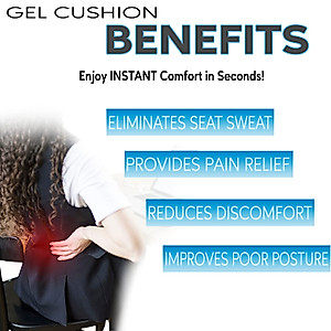 At Your Comfort Gel Seat Cushion for Long Sitting – Ideal for Car Seat, Office Chair, Wheelchair – Seat Cushion for Tailbone Pain Relief, Sciatica Seat – Comfortable, Breathable, Relieves Discomfort