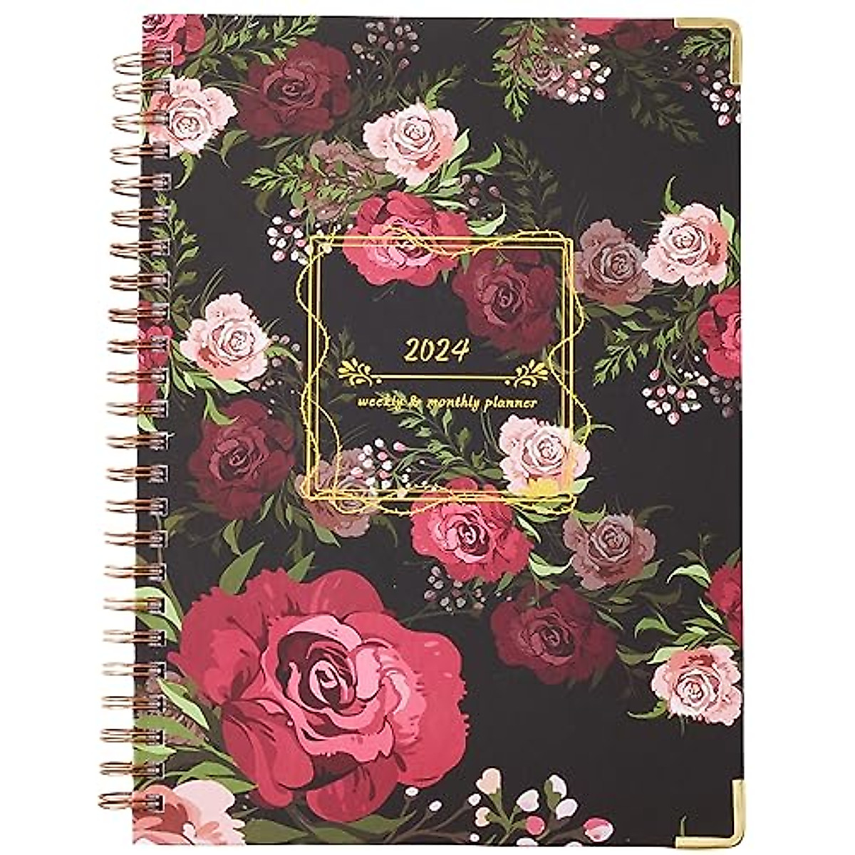 2024 Planner - Weekly & Monthly Planner with Tabs, 8.2'' x 6.2'', 12-Months Planner with Monthly Tabs, Twin-Wire Biding, Holidays, Notes Pages, Back Pocket - Floral