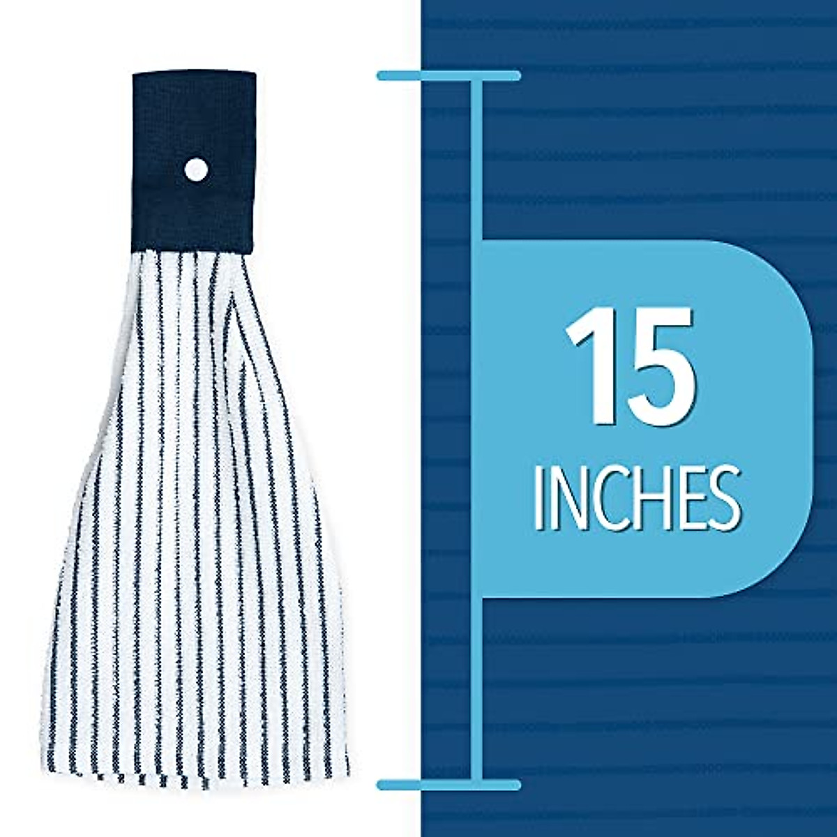 [3 Pack] Kitchen Towels with Hanging Loop for Convenient Access - Extra Absorbent - Snap Button Kitchen Towel Hangs Anywhere - Versatile Hand Towels with Hanging Loops - Cotton Hanging Dish Towels