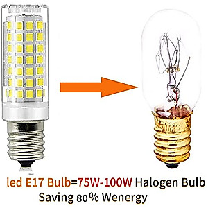 Microwave Oven Appliance 8W E17 LED Bulb (75W Halogen Bulb Equivalent) Dimmable Ceramic Body Appliance Bulb Microwave Oven Light Bulb (2-Pack, Daylight White 6000K)