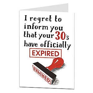 LimaLima Funny 40th Birthday Card For Men & Women. We Regret To Inform You Your 30's Have Expired. Humorous Design Perfect For Brother, Sister Husband, Wife, Mum, Dad & Best Friends