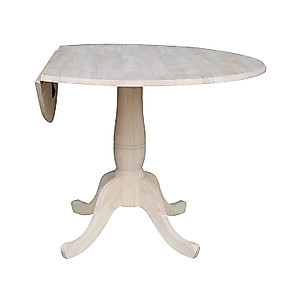 IC International Concepts International Concepts 42" Round Dual Drop Leaf Pedestal Table-29.5" H, Unfinished Dining Table, Ready to Finish