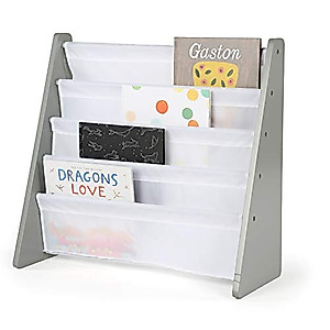 Humble Crew Kids Toy Organizer, Toddler, Grey/White & Crew Kids Book Rack Storage Bookshelf, Grey/White