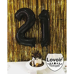 Lovoir 40 Inch Black 12 Number Balloon 21 Large Size Jumbo Digit Mylar Foil Helium Black Balloons for 12th 21st Birthday Party Celebration Decorations Graduations Anniversary Supplies