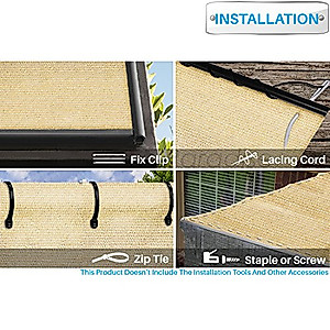 Patio Paradise 6' x 15' Sunblock Shade Cloth Roll,Beige Sun Shade Fabric 95% UV Resistant Mesh Netting Cover for Outdoor,Backyard,Garden,Plant,Greenhouse,Barn