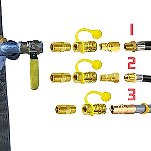 MCAMPAS 3/8 Inch Natural Gas Quick Connect Fittings, Natural and Propane LP Hose Extension Quick Disconnect Kit for Gas Grills, Patio Heater, Pizza Oven, Patio Fire Pit, Generator - 4 Piece