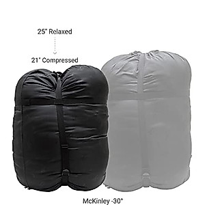 Browning McKinley -30° Sleeping Bag - Oversize Insulated Hooded Rectangle Made with Ripstop Outer and Brushed Polyester Liner, with Compression Stuff Sack, Charcoal/Gray