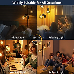 LTBLIGHT Industrial Floor Lamp Dimmable, Farmhouse Standing Lamp Tree Floor Light with Bright 3X 800LM LED Bulbs, 3-Light Adjustable Tall Floor Lamp for Living Room Bedroom Office