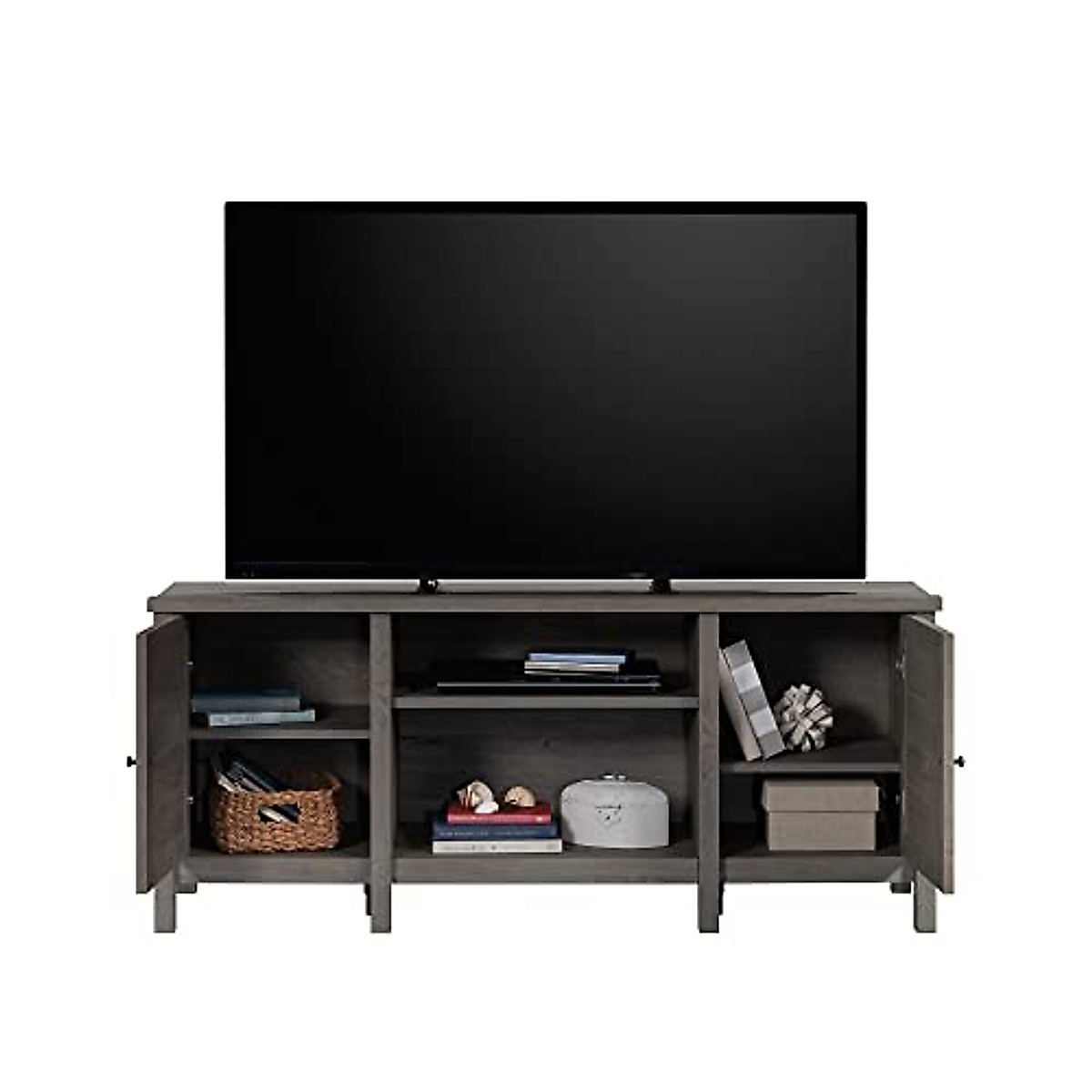 Sauder Cottage Road TV Credenza with Doors, L: 59.13" x W: 15.59" x H: 24.65", Mystic Oak Finish