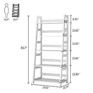 Tribesigns 5-Tier Bookshelf Modern Bookcase, 5 Shelf Ladder Shelf Book Storage Shelf Organizer for Living Room, Home Office (White)