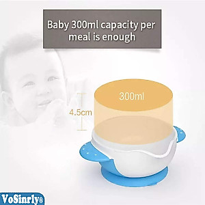 VoSinrly Baby Mate Suction Bowl for Toddlers with Fork & Spoon Set - Toddler Bowls with Suction and Lid - BPA Free Baby Feeding Set (Blue)