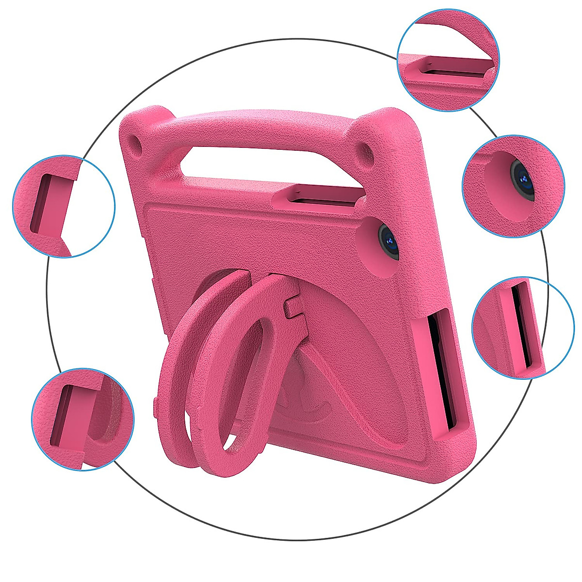 Alcatel Joy Tab 2 8 inch 2020 Kids Case(Model 9032Z) - SHREBORN Shockproof Handle Friendly with Stand for Metroby t-Mobile 8" 2020 Tablet(Pink)