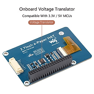 waveshare 2.7inch E-Ink Display HAT,264x176 Pixel Black,White Two-Color 3.3V/5V E-Paper Screen LCD for Raspberry Pi 4B/3B+/3B/2B/Zero/Zero W/Zero WH and Jetson Nano SPI Interface Support Full Refresh