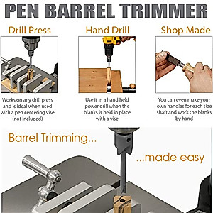 Pen Mill Set, 7 PC Pen Barrel Trimming System with 3/4 inch Cutting Head, 7mm, 8mm, 3/8 inch, 10mm Pilot Cutter Shafts, 0 Size Adaptor Sleeve and Hex Key Wrench, Pen Barrel Mill Trimmer Set by Tackpro