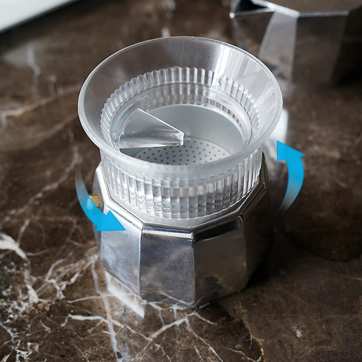 watchget Moka Pot Dosing Funnel, 54mm Stovetop Espresso Coffee Maker Distribution Tool Italian Coffee Maker Dosing Ring For Moka Express 3 Cups, Transparent