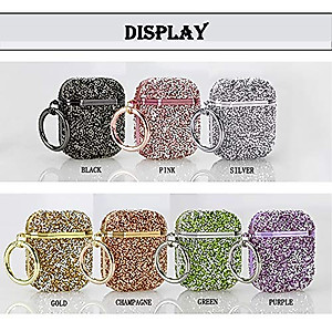 Superious Crystal Protective Compatible with AirPod 1 Case, AirPod 2 Case, Drop Proof Protection, Wireless Charging, Bling, Glitter, and a Keychain with a Cute Twist (Purple)