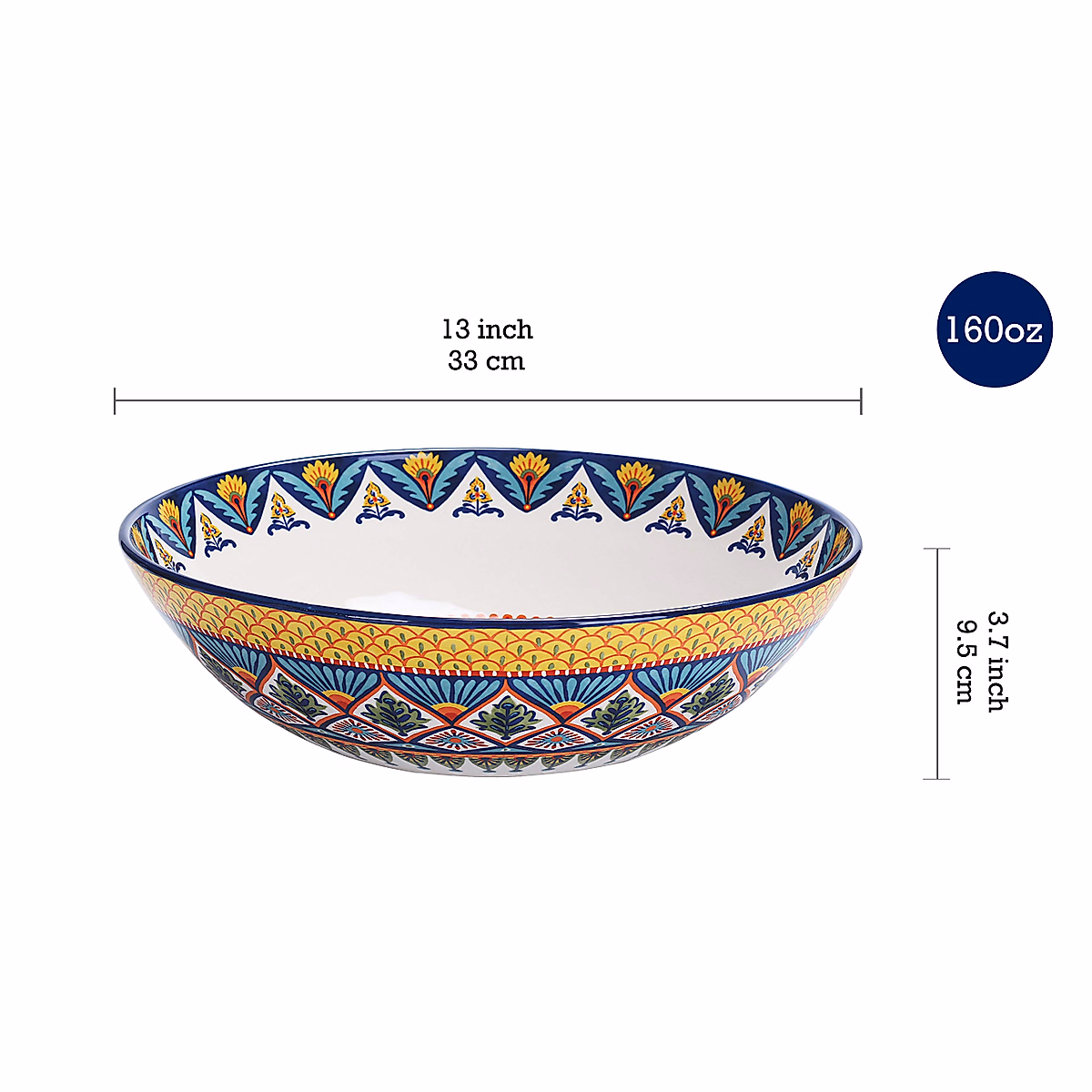 Bico Havana Ceramic 13 inch Serving Bowl, Microwave & Dishwasher Safe