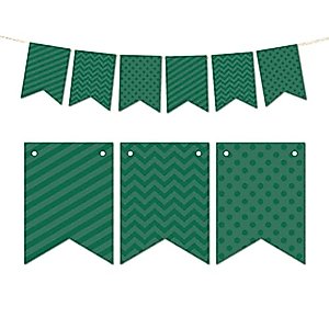 Andaz Press Hanging Bunting Banner Party Decor with String, Emerald Forest Green, 9-feet, 1-Set