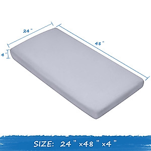Nap Mat Sheet, 24" x 48" x 4" Fitted Elastic Corners Preschool Day Care Rest Nap Mat Cover, Soft & Breathable Microfiber Baby Sheets for Regalo My Cot Portable Toddler Bed and Joovy Travel Cot, Gray