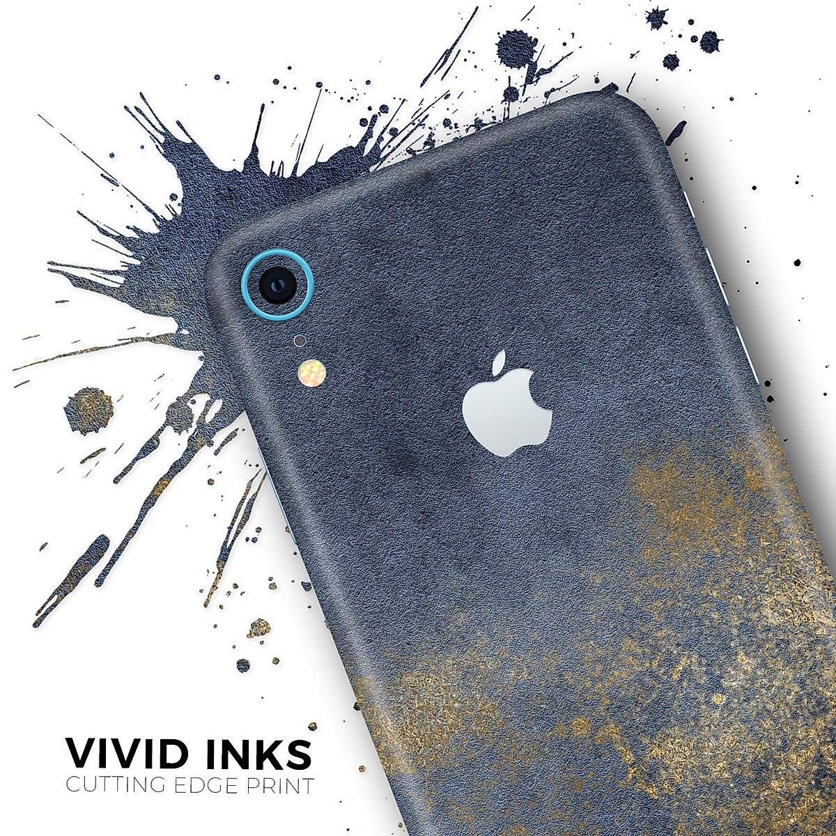 Design Skinz Navy Gold Foil v6 Protective Vinyl Decal Wrap Skin Cover Compatible with The Apple iPhone XR (Screen Trim & Back Glass Skin)