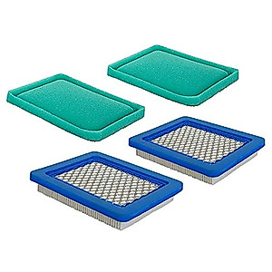HEYZLASS 2 Pack Air Filter + Pre Filter, Compatible with Briggs Stratton 491588s 491588 399959, Replace Lawn Mower Flat OEM Air Cleaner Cartridge