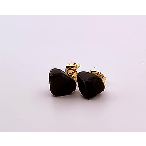 Natural Black Onyx Gold Stud Earrings