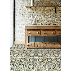 FloorPops 12-in by 12-in Yellow Ezra Vinyl Peel & Stick Floor Tiles (10 Tiles), (10 sq.ft./Carton)