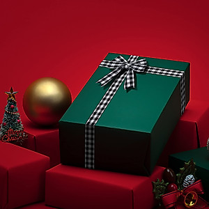 Deloky 50 Yard Large Buffalo Plaid Ribbon-1.0 Inch Black and White Christmas Plaid Check Ribbon, Lumberjack Ribbon for Lumberjack Party, Christmas, Mother's Day Gift,DIY Craft Decoration