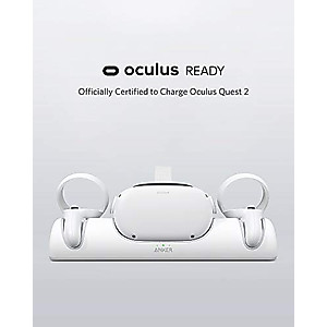 Anker Charging Dock for Oculus Quest 2, Oculus Certified Charging Station Stand Set, Headset Display Holder and Controller Mount Station with 2 Rechargeable Batteries, USB-C Charger and Cable