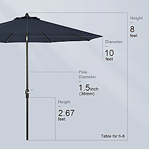 Tempera 10' Outdoor Market Patio Table Umbrella with Auto Tilt and 360°swivel, with Sturdy Pole&Fade Resistant Sunbrella Canopy, Easy to Set,Indigo