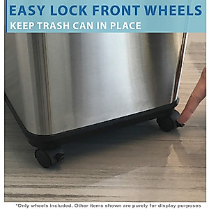 iTouchless Attachable Mobile Wheels for all Stainless Steel ONLY Sensor Rectangular and Round Shape Trash Cans and Open Top Trash Cans from 8 gallon to 23 gallon models