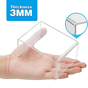 8 Pcs Acrylic Risers for Display, Square Clear Product Stand Shelf, Cupcake Candy Bar Stand for Dessert Table Decor, Desktop Showcase Collectibles Display Risers for Amiibo Funko POP Figures