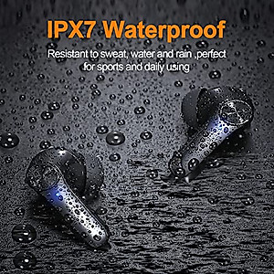 Wireless Earbud, IP7 Waterproof Bluetooth Earphones, Stereo Headphones in Ear Built in Mic, Immersive Sound Premium Deep Bass Headset, 24H Playtime, Touch Control, USB C Charging Case, Home Office