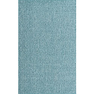Unique Loom Collection Casual Transitional Solid Heathered Indoor/Outdoor Flatweave Area Rug (5' 3" x 8' Rectangle, Aquamarine/Ivory)