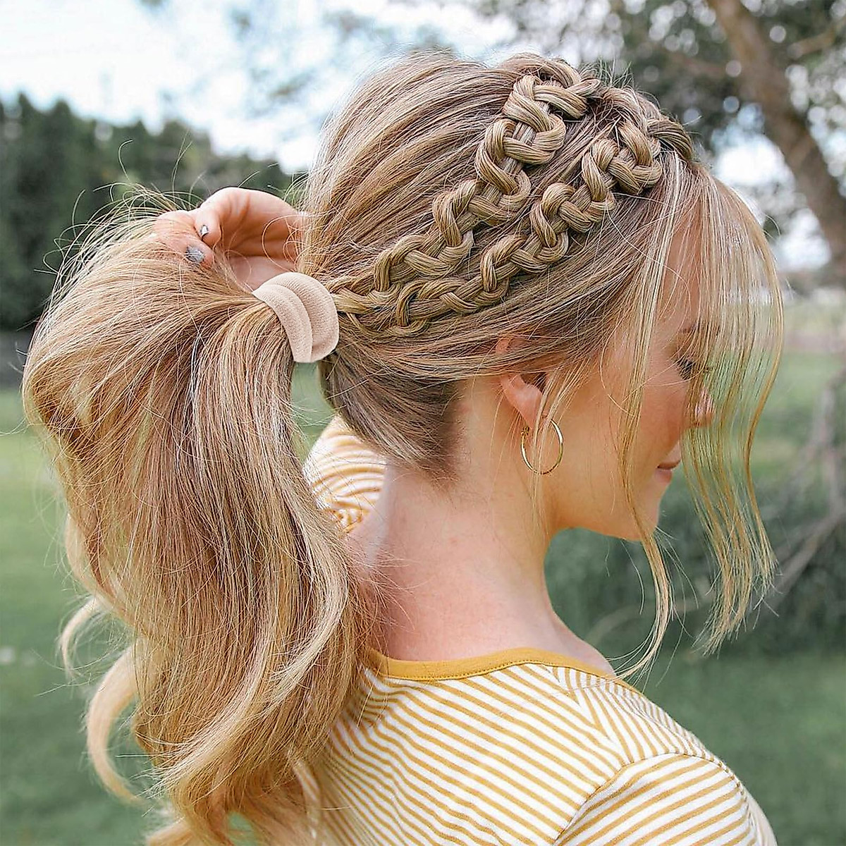 100 Pcs Thick Seamless Hair Ties, Ponytail Holders Hair Accessories No Damage for Thick Hair (Pink Theme Colors)