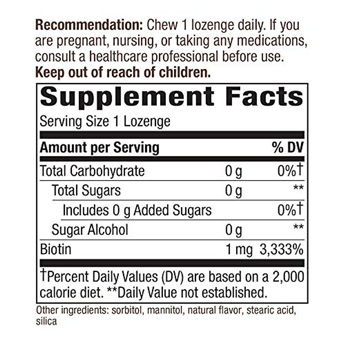 Nature's Way Biotin Lozenges, 1,000 mcg per serving, 100 Count