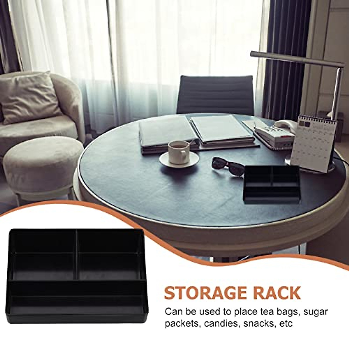 BESTonZON Coffee Bag Box Office Plastic Tea Bag Organizer Desktop Seasoning Packet Holder Sugar Bag Container for Countertop Cabinet Coffee Bar (Black)