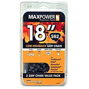 2 Pack Replacement Chains for 18 Inch Craftsman, Echo, Homelite, Poulan and other saws S62
