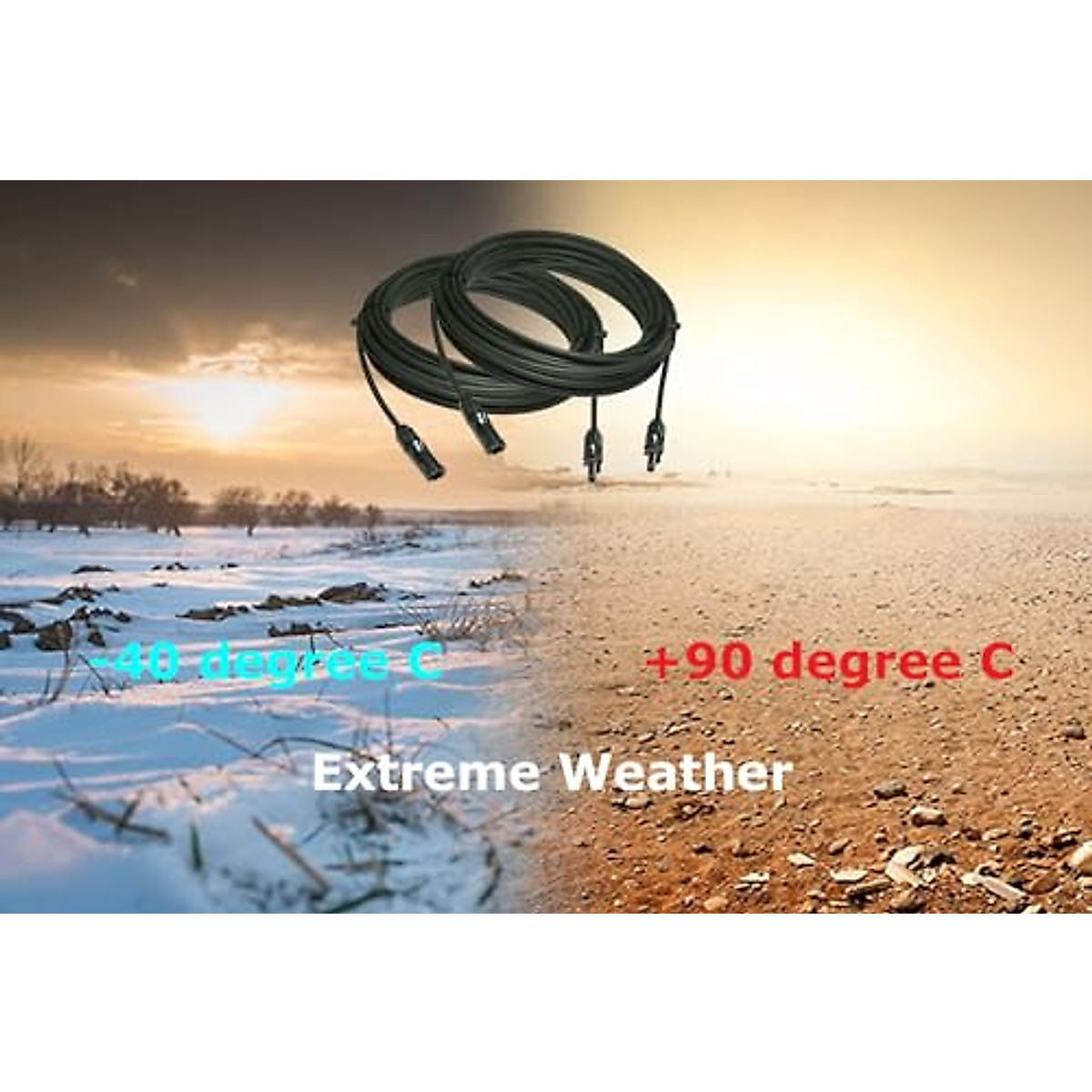 Tektrum UV-Resistant 50ft Long Double Layer PV Extension Cable with M/F Solar Connectors for Outdoor Solar Panel (Set of 2)