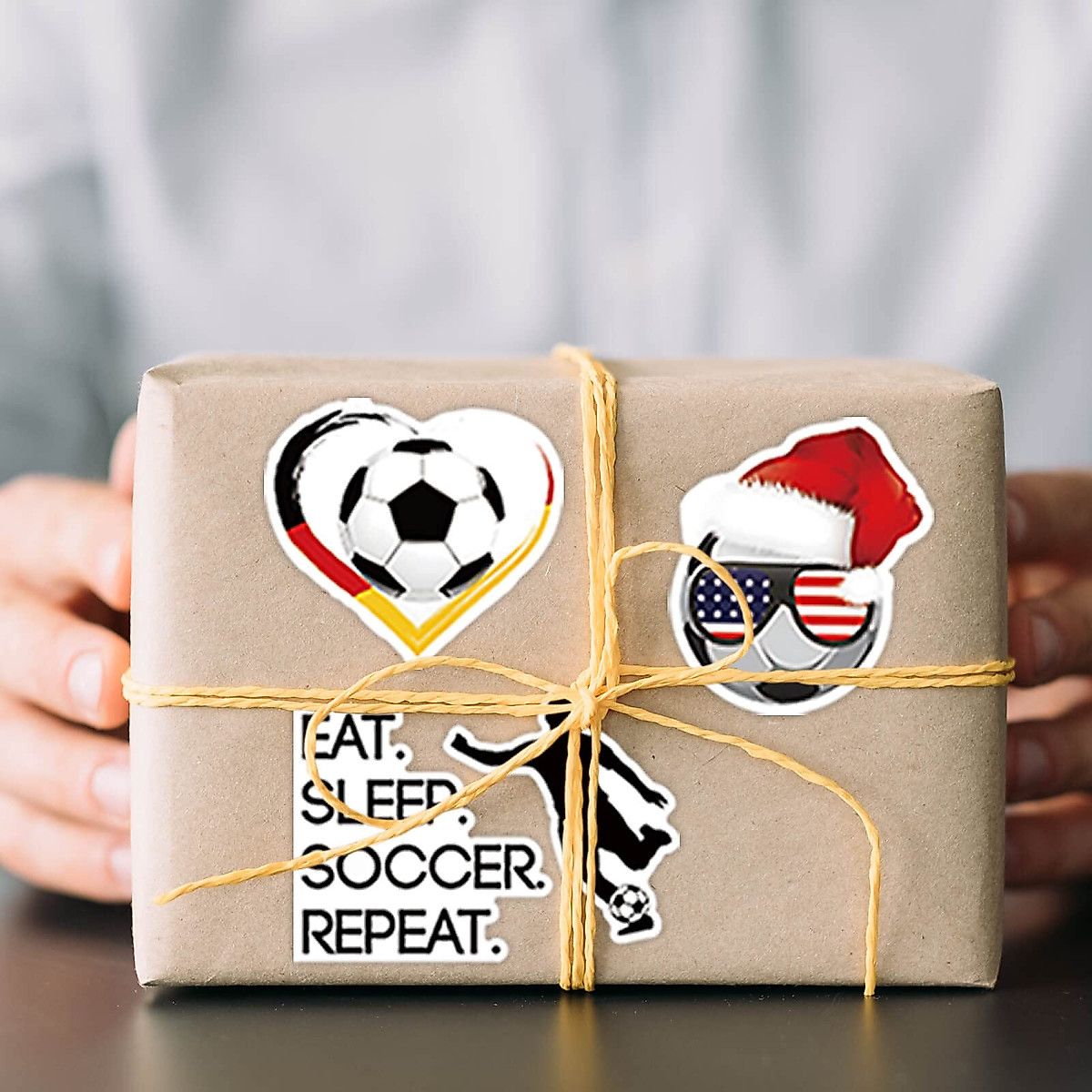 100PCS Soccer Stickers for Scrapbooking, Motivational Vinyl Waterproof Stickers for Water Bottles, Luggage, Teaching Incentives, Soccer Team Gifts for Kids, Teens and Adults