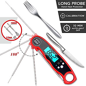 COKEA Instant Read Meat Thermometer for Grilling and Kitchen. Upgraded with Waterproof and Backlight Functions. Best Digital Meat Thermometer Probe-BBQ Cooking Baking.