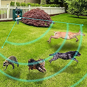 Solar Animal Repeller Animal Deterrent Devices Outdoor with Spike Repel Dogs, Cat, Squirrels, Raccoon, Rat Ultrasonic Animal Repeller Waterproof for Garden Yard House Use (4)