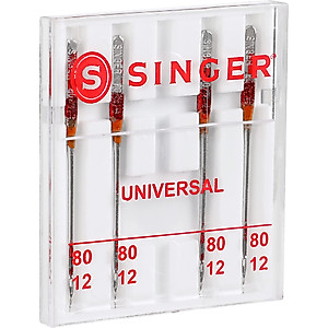 SINGER Universal Embroidery Sewing Machine Needles, 80/12, 5-Count