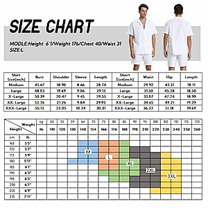 RPOVIG Linen Shirt Short Outfits:Men's Beach 2 Pieces Casual Button-Down Sets