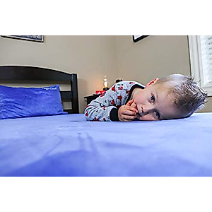 Perfect Cloud Made in The USA Kids Plush 7-inch Memory Foam Twin Mattress, Shredded Foam Pillow, and Teddy Bear for Day/Trundle/Bunk Bed - (Blue)