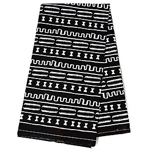 Ankara Fabric, 6 Yards/Black and White Print WP1442